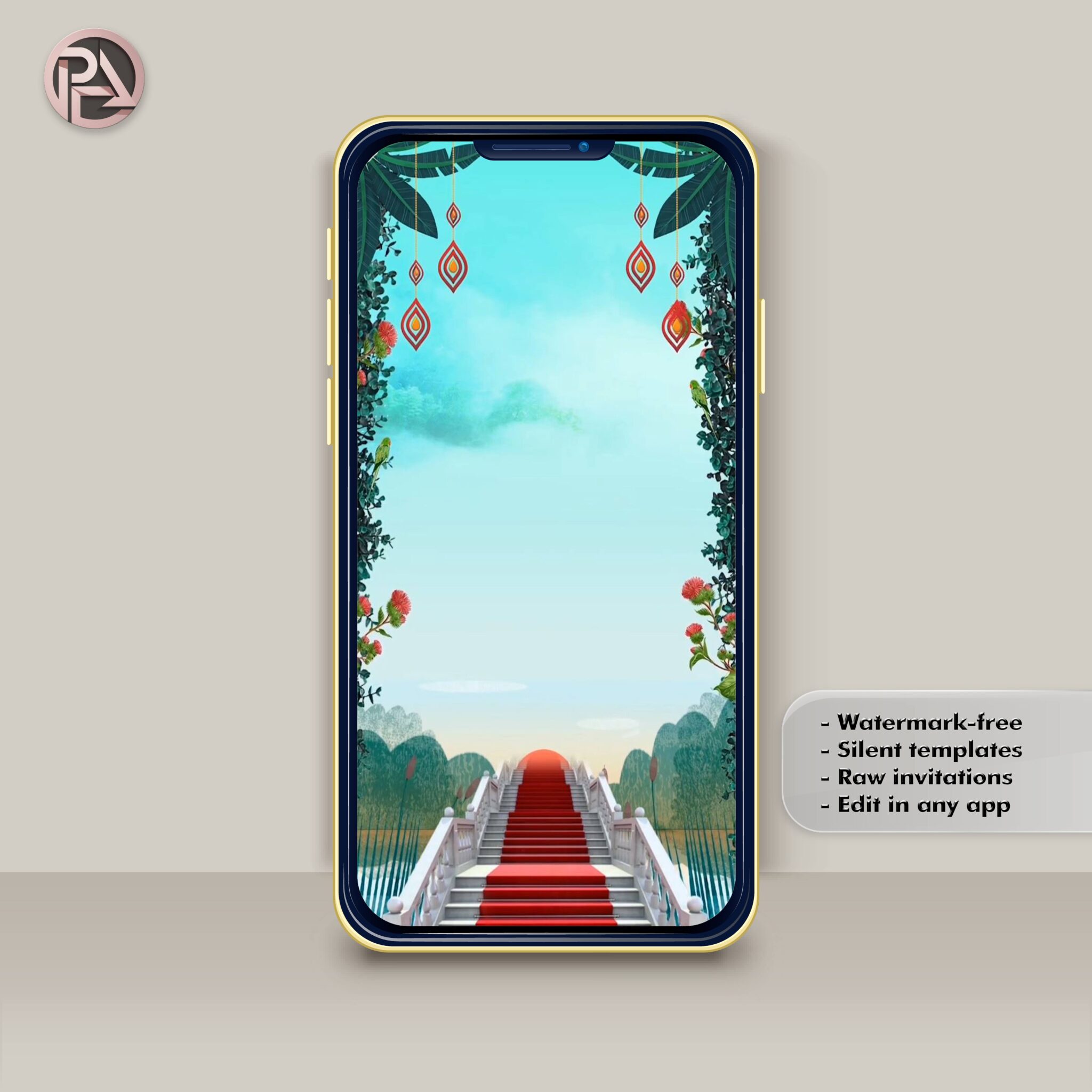 Invitation Card with Sunset Scene & Stairs – Preset Alchemy