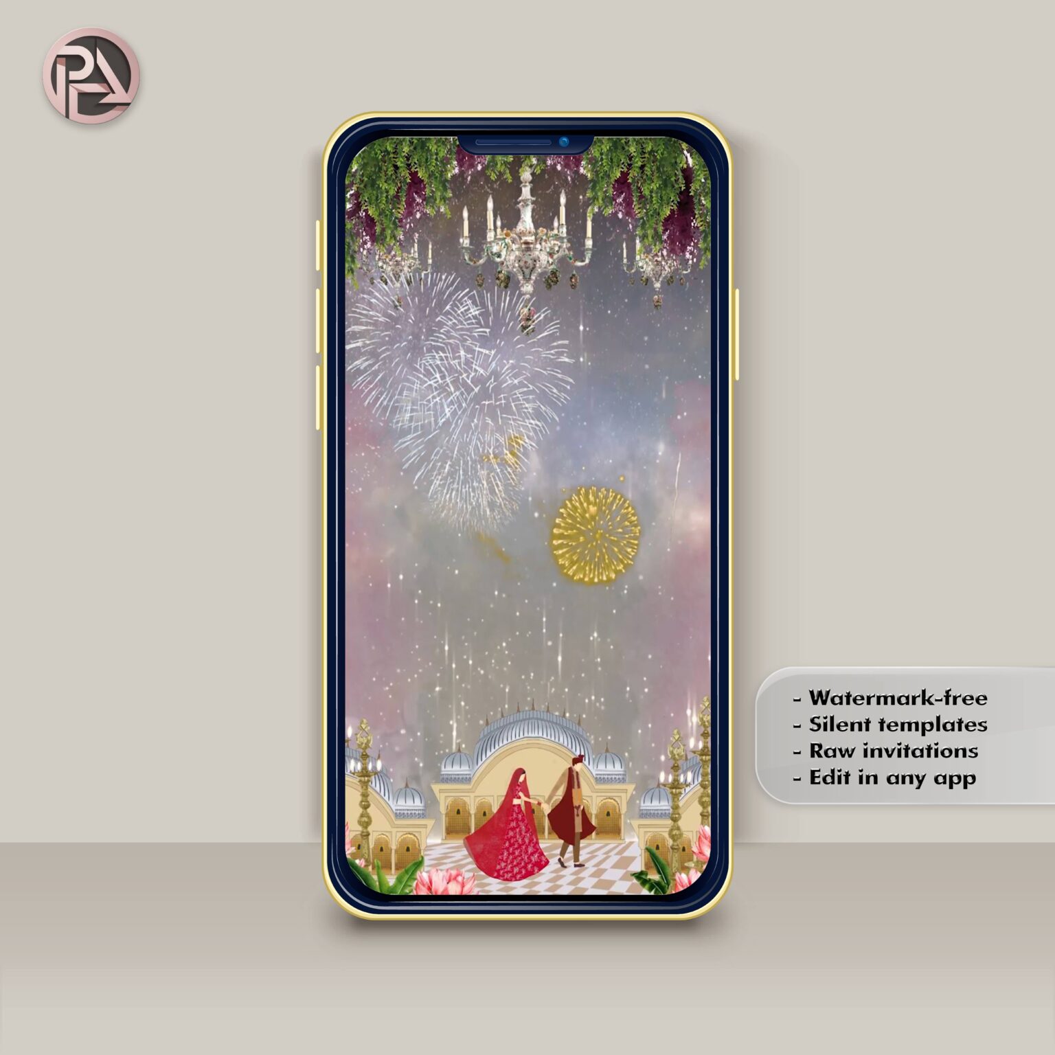 Resort, Firework Bg – Wedding Card – Preset Alchemy